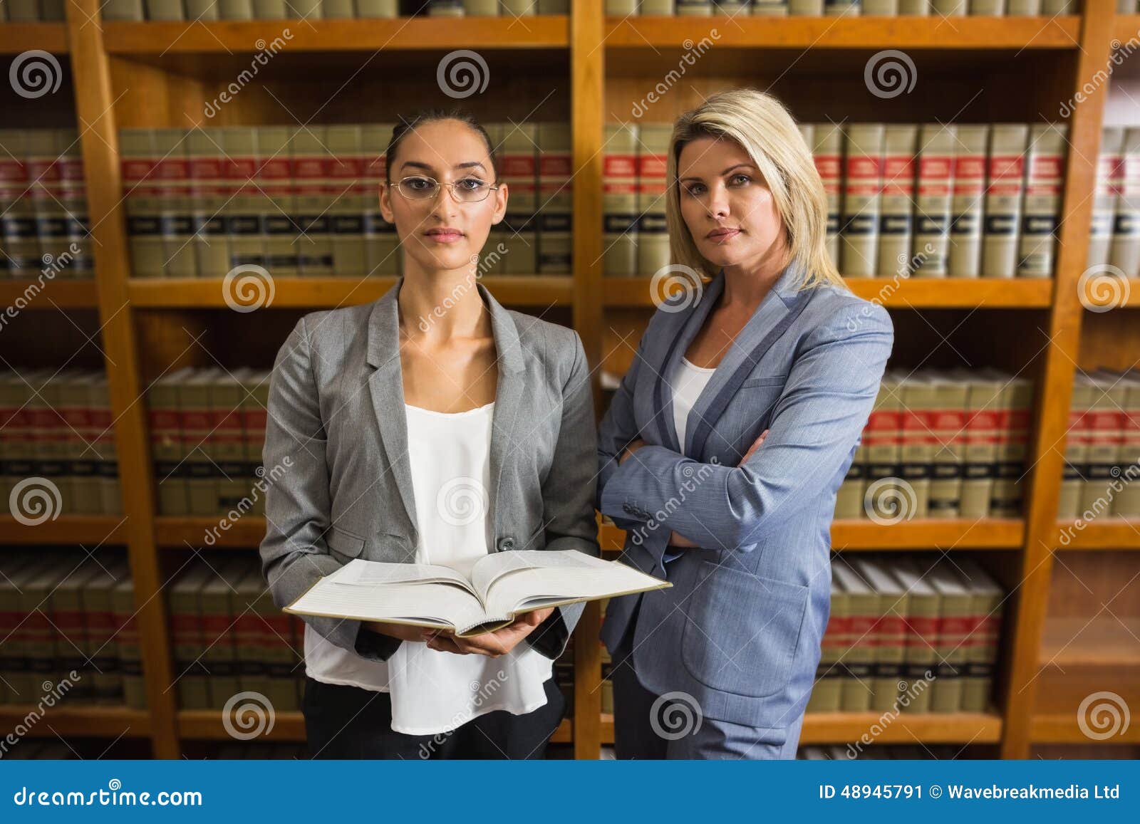 Lawyers Looking at Camera in the Law Library Stock Image - Image of ...