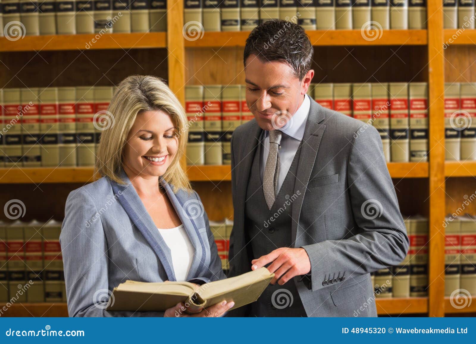Lawyers Reading Book in the Law Library Stock Photo - Image of female ...