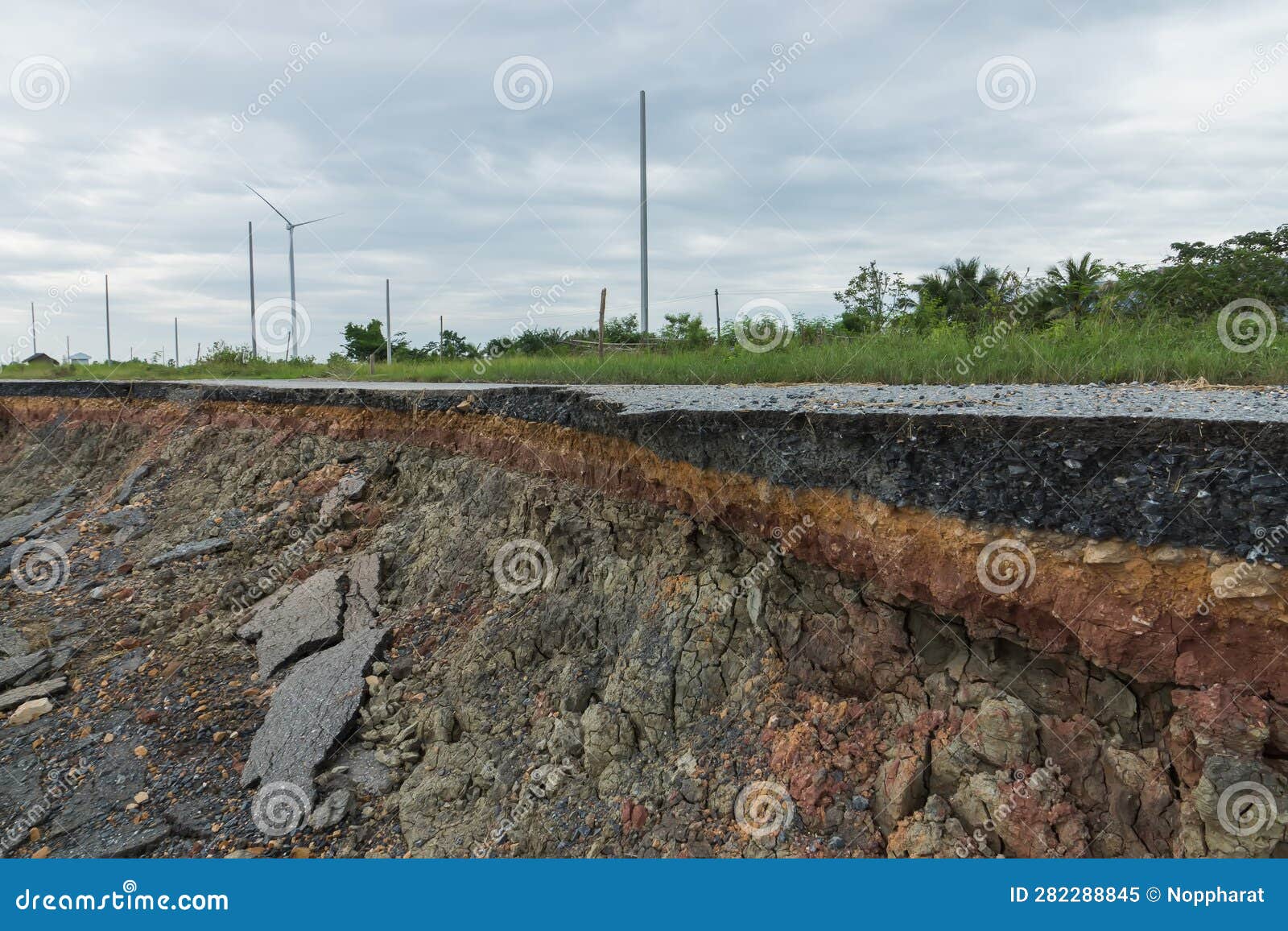 The Layer of Asphalt Road with Soil and Rock Stock Image - Image of ...