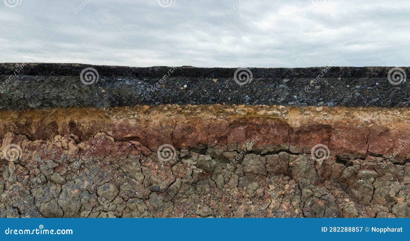 The Layer of Asphalt Road with Soil and Rock Stock Image - Image of ...