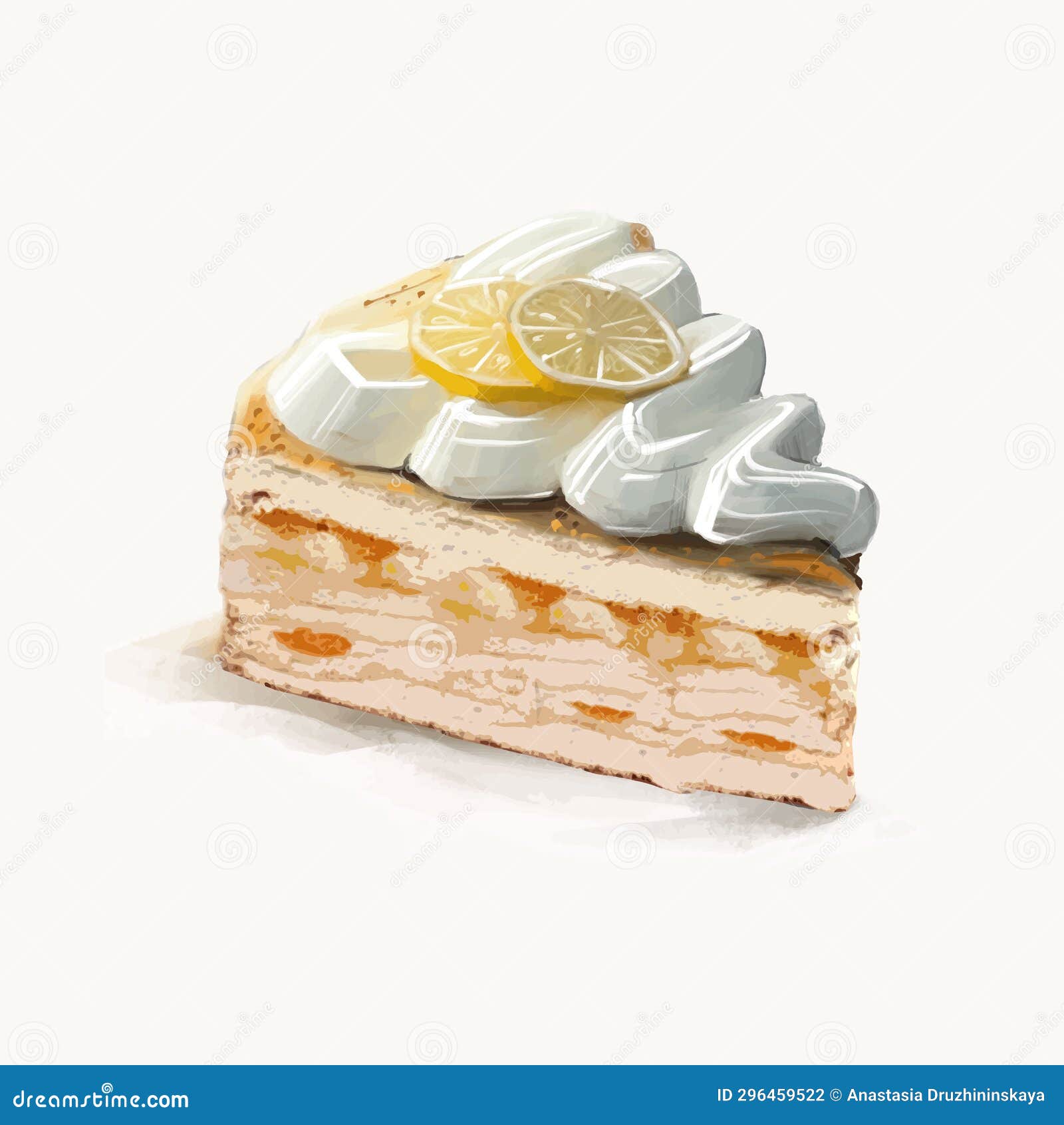 Layer Cake with Lemon and Meringue, Pastries, Sweets Art Illustration ...