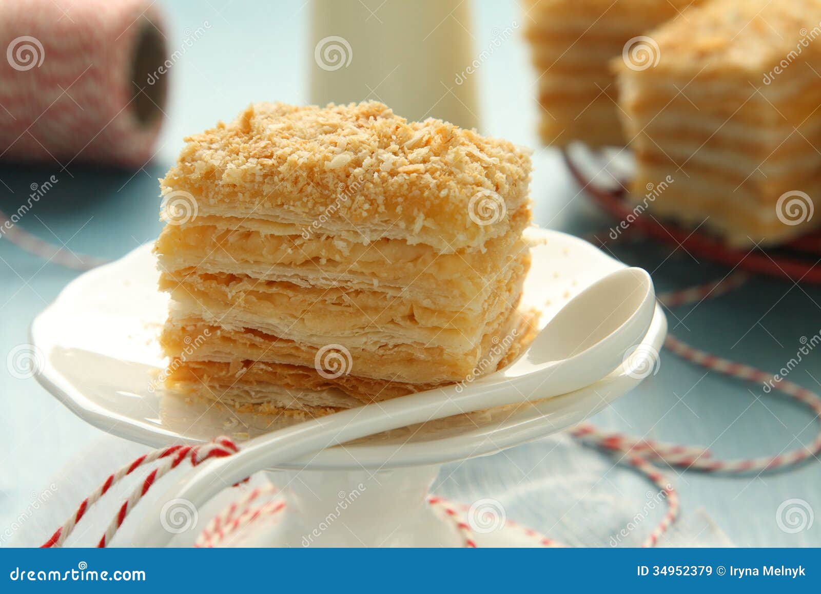 Layer Cake from Puff Pastry with Custard Cream Stock Image - Image of ...