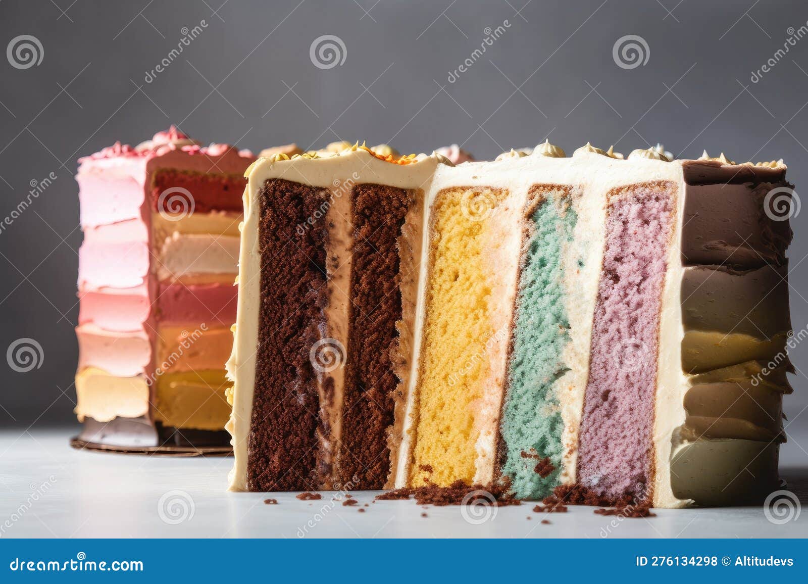 A Layer Cake with a Variety of Frosting Flavors and Colors, Showcasing ...