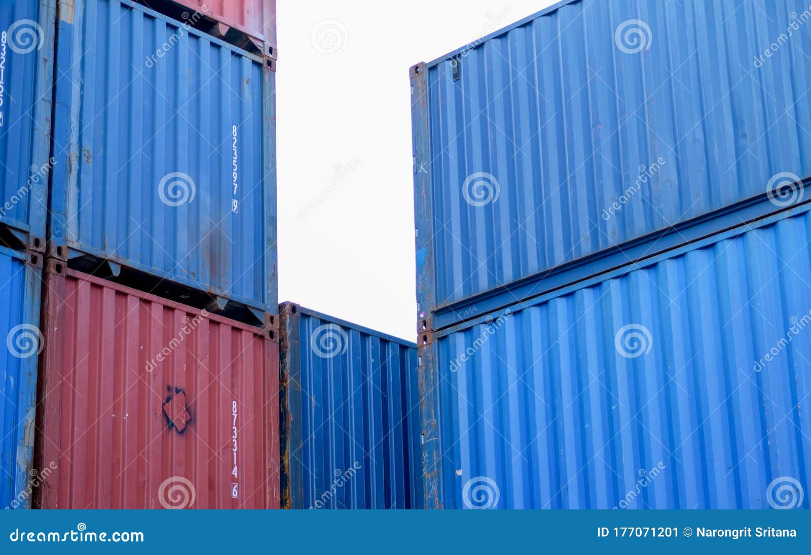 The Layer of Cargo Container in Shipping Area with Day Light Stock ...
