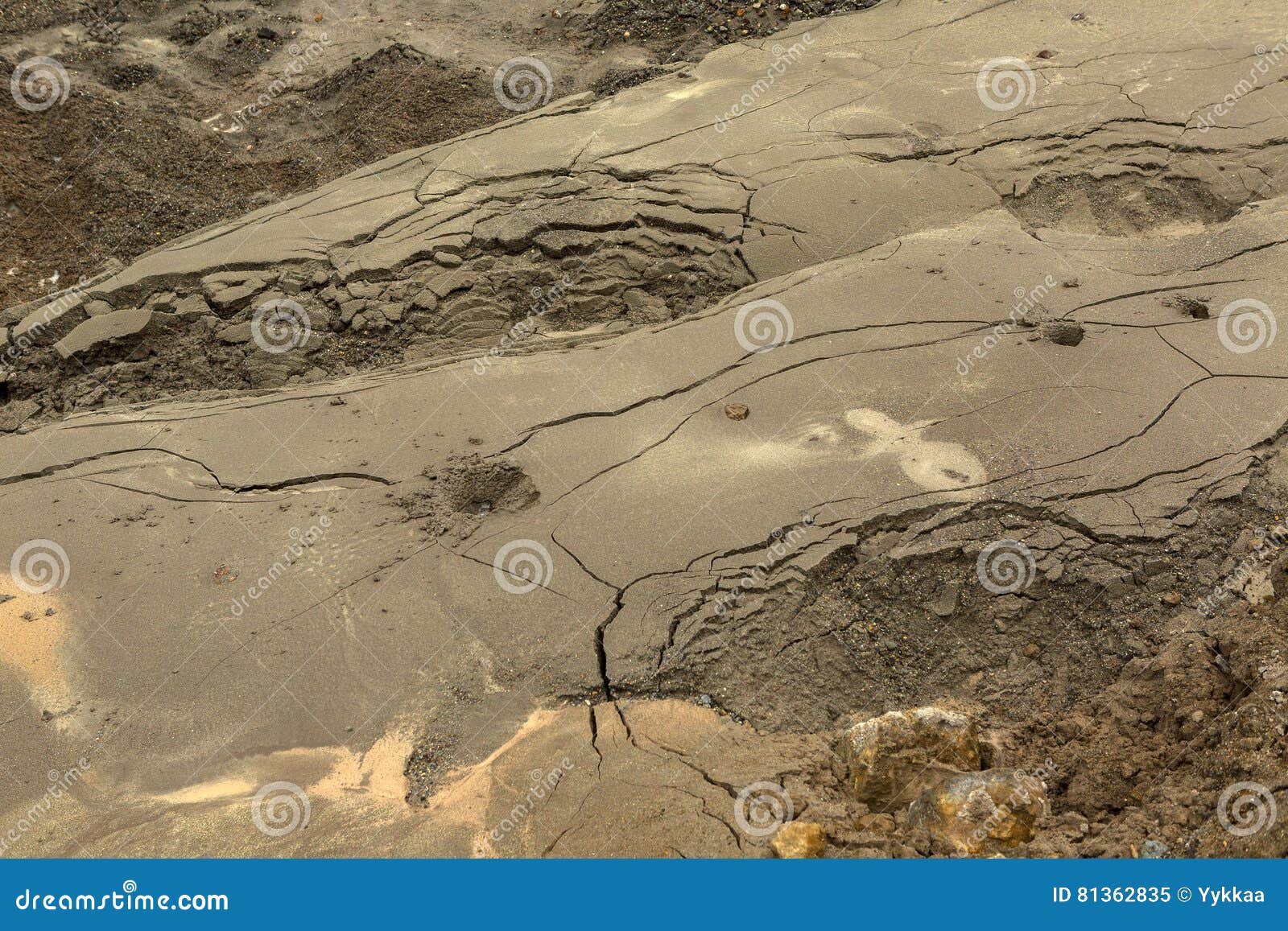 Layer of Clay on Glacier Mutnovsky Volcano. Stock Image - Image of ...