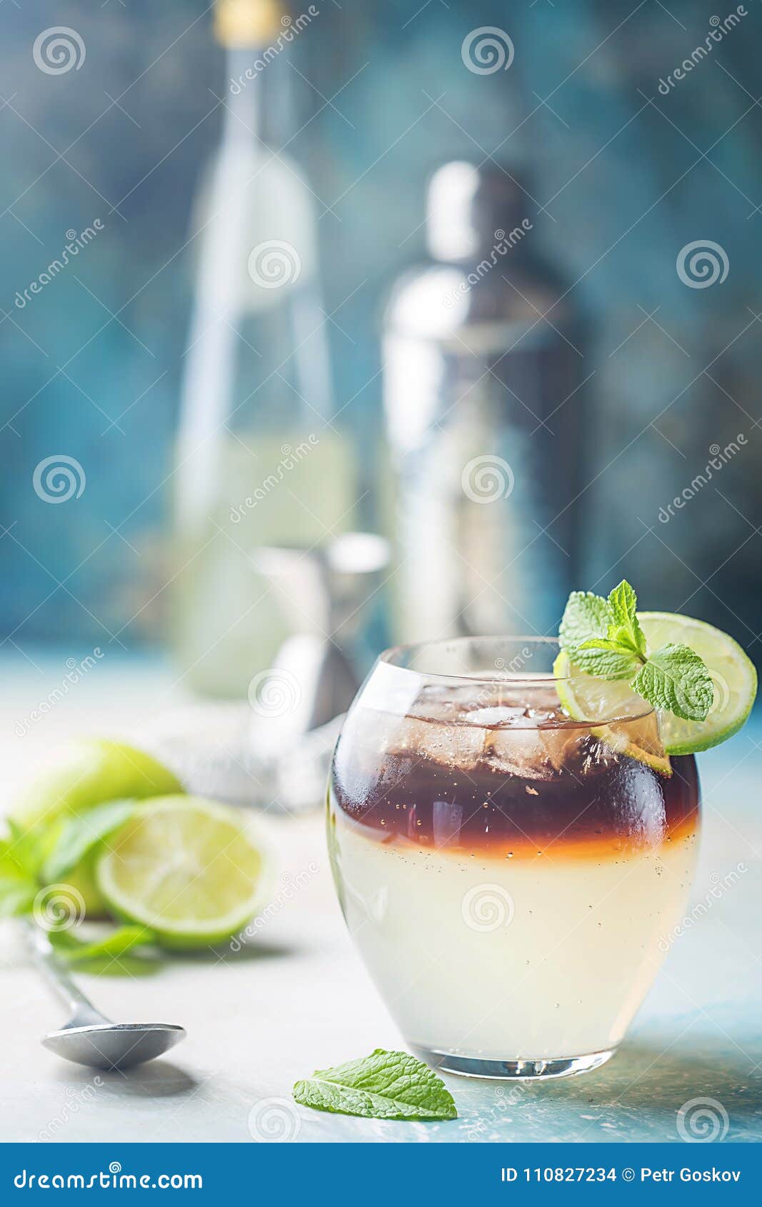 Refreshing layer cocktail stock photo. Image of citrus - 110827234