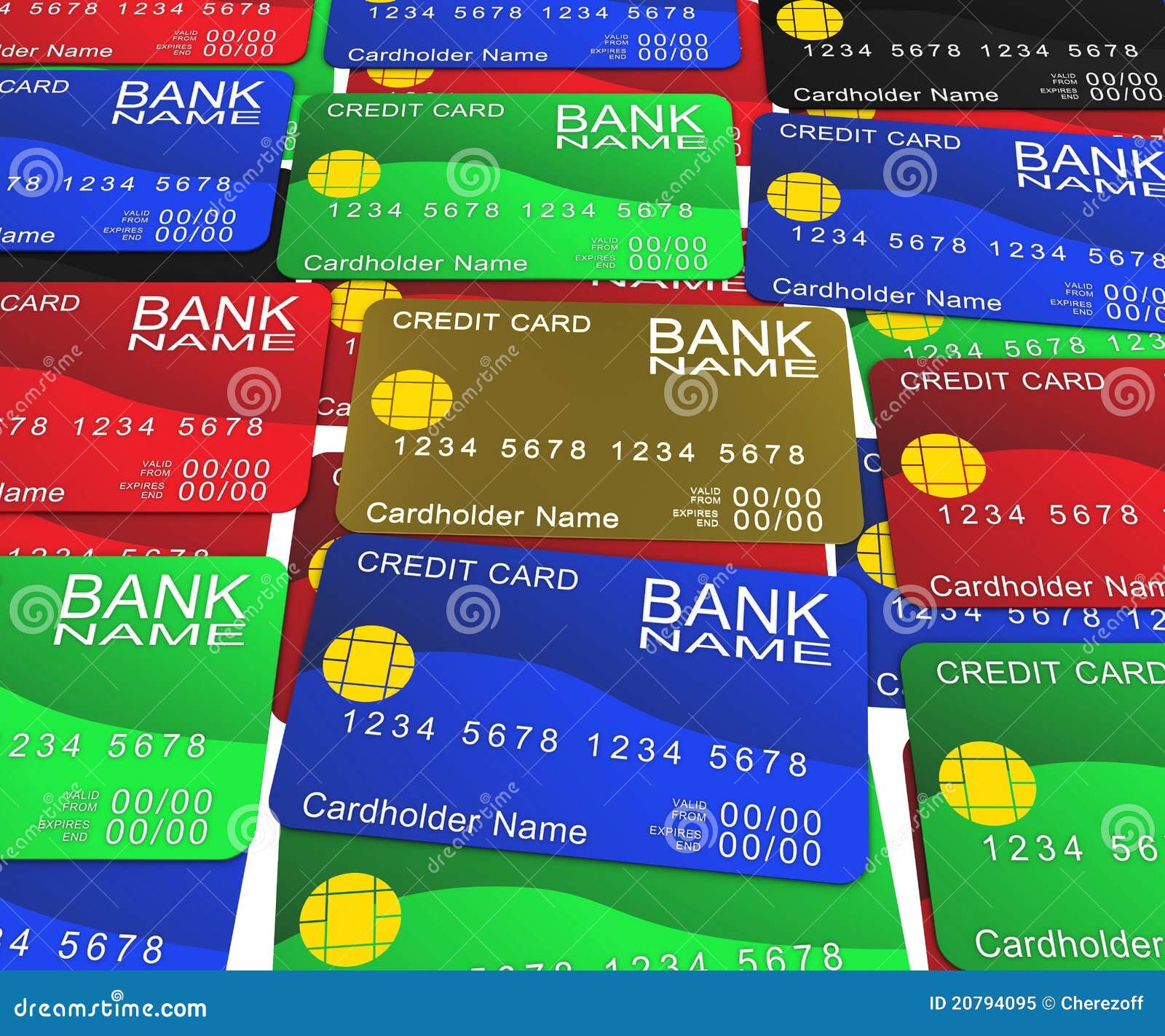 A Layer of Colored Credit Cards Stock Illustration - Illustration of ...