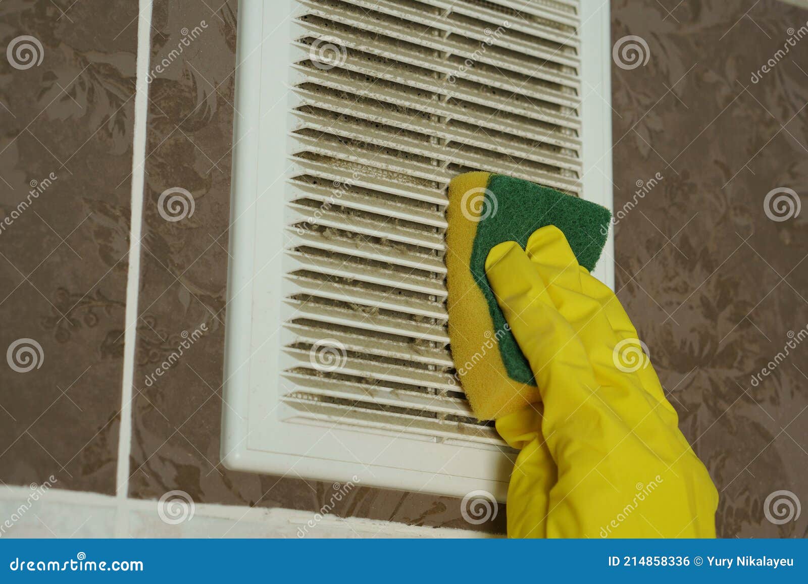 A Layer of Dust on the Ventilation Grate.Dust is Wiped with a Sponge ...