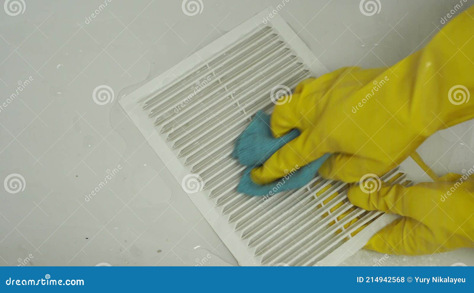 A Layer of Dust on the Ventilation Grate.Dust is Washed with a Cloth ...