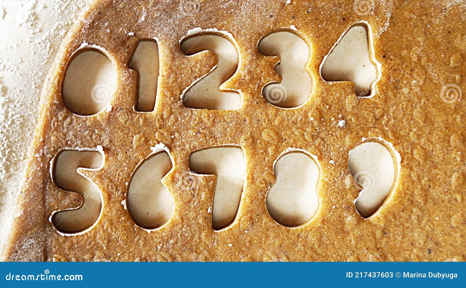 A Layer of Gingerbread Dough. Figures from 0 To 9. Stock Image - Image ...
