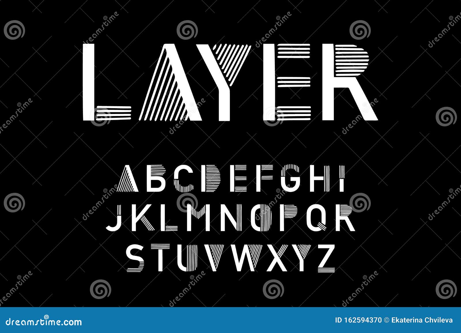 Layer Hand Drawn Vector Type Font in Cartoon Comic Style Black White ...