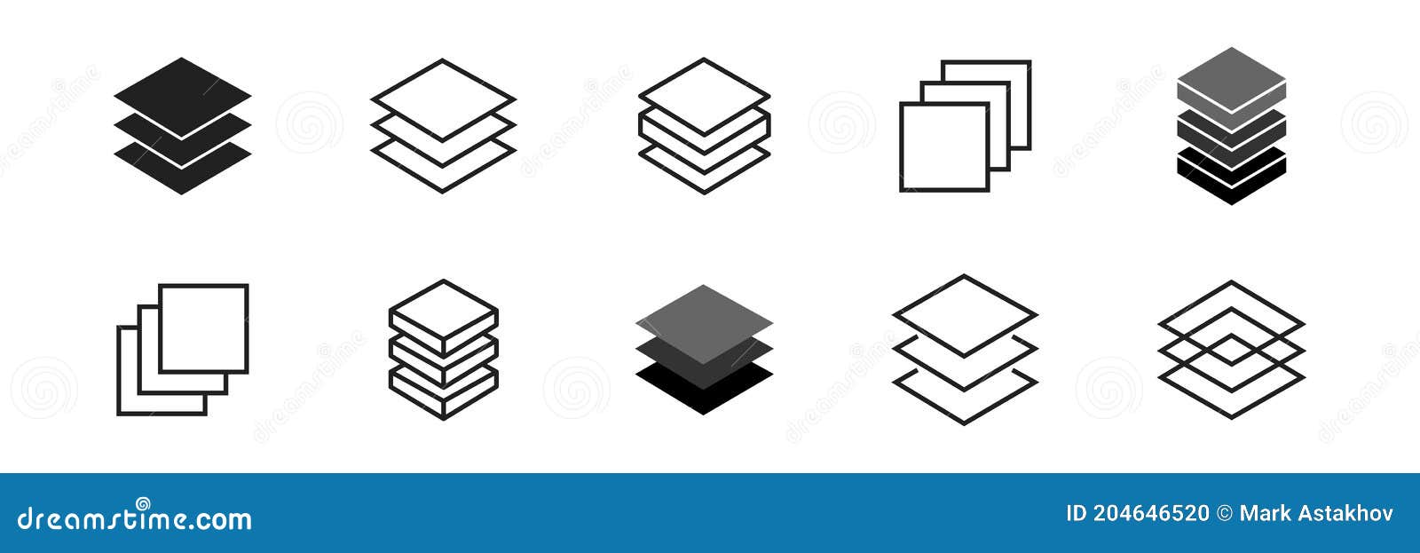 Layer Icon Collection. Vector Layers Line Symbol Set Stock Vector ...