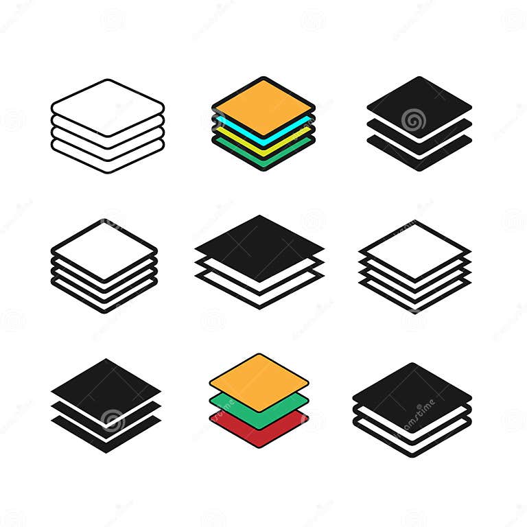 Layer Icon Set. Layer Sign Symbol Vector Illustration Stock Vector ...