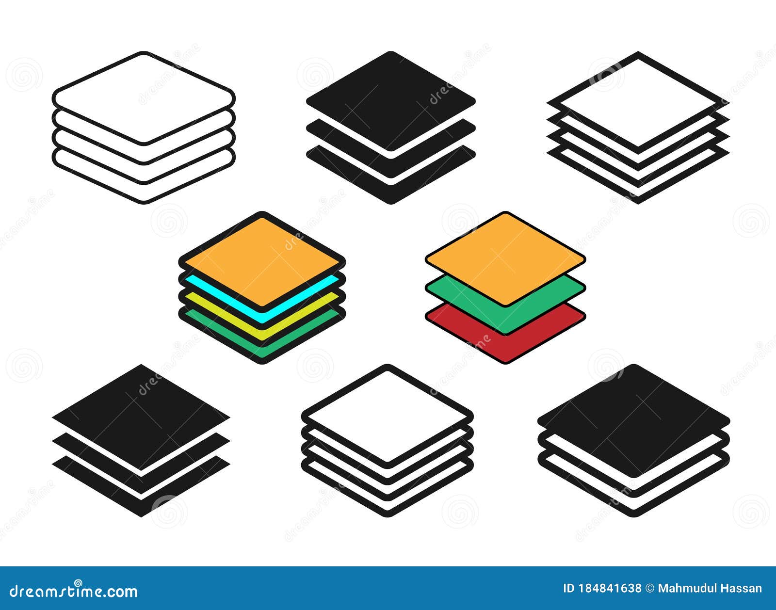 Layer Icon Set Vector Illustration. Flat Layer Icon Sign Stock Vector ...