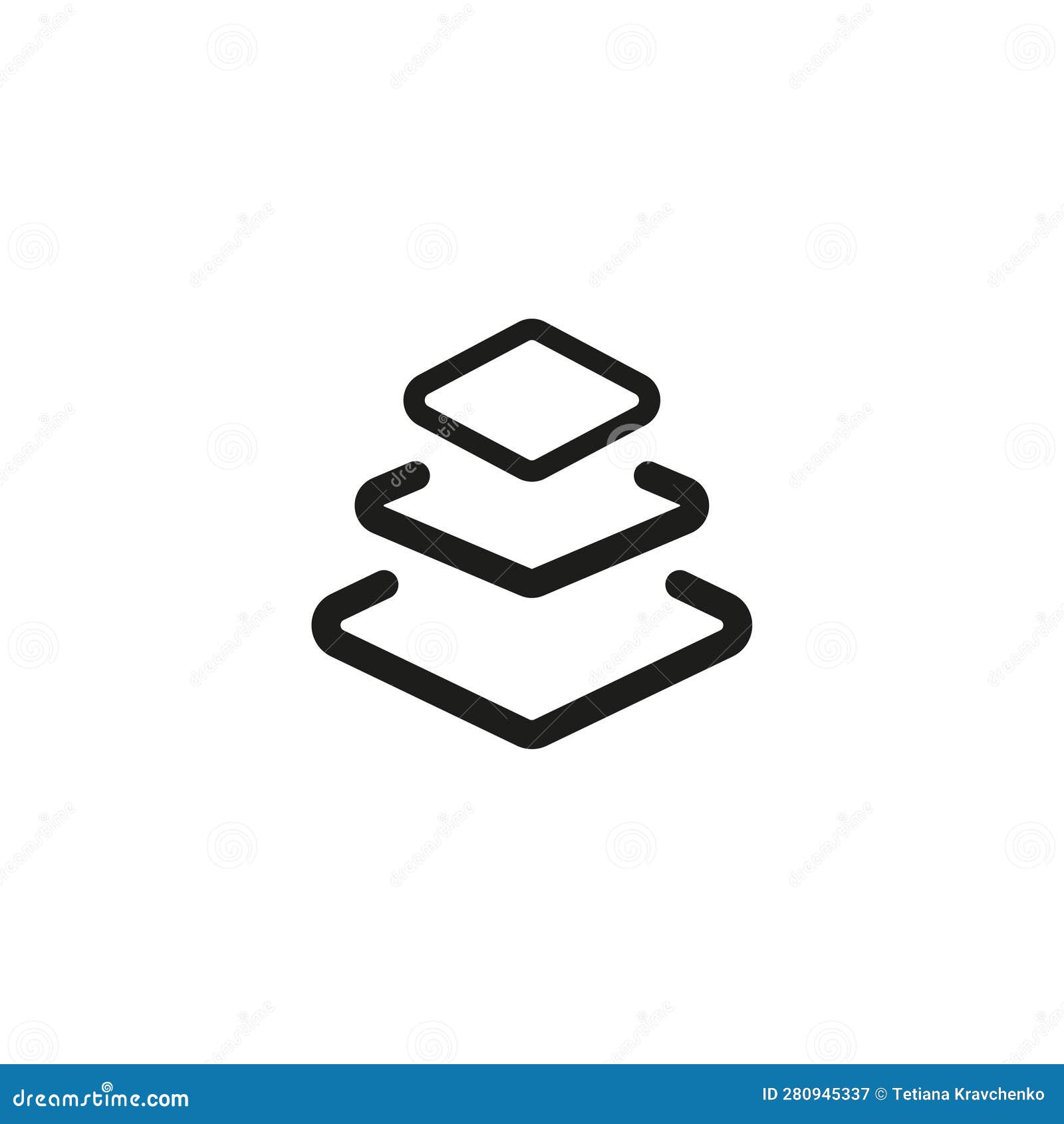 3 Layer Icon, Stack Level, Height Floor Thin Line Web Symbol. Vector ...