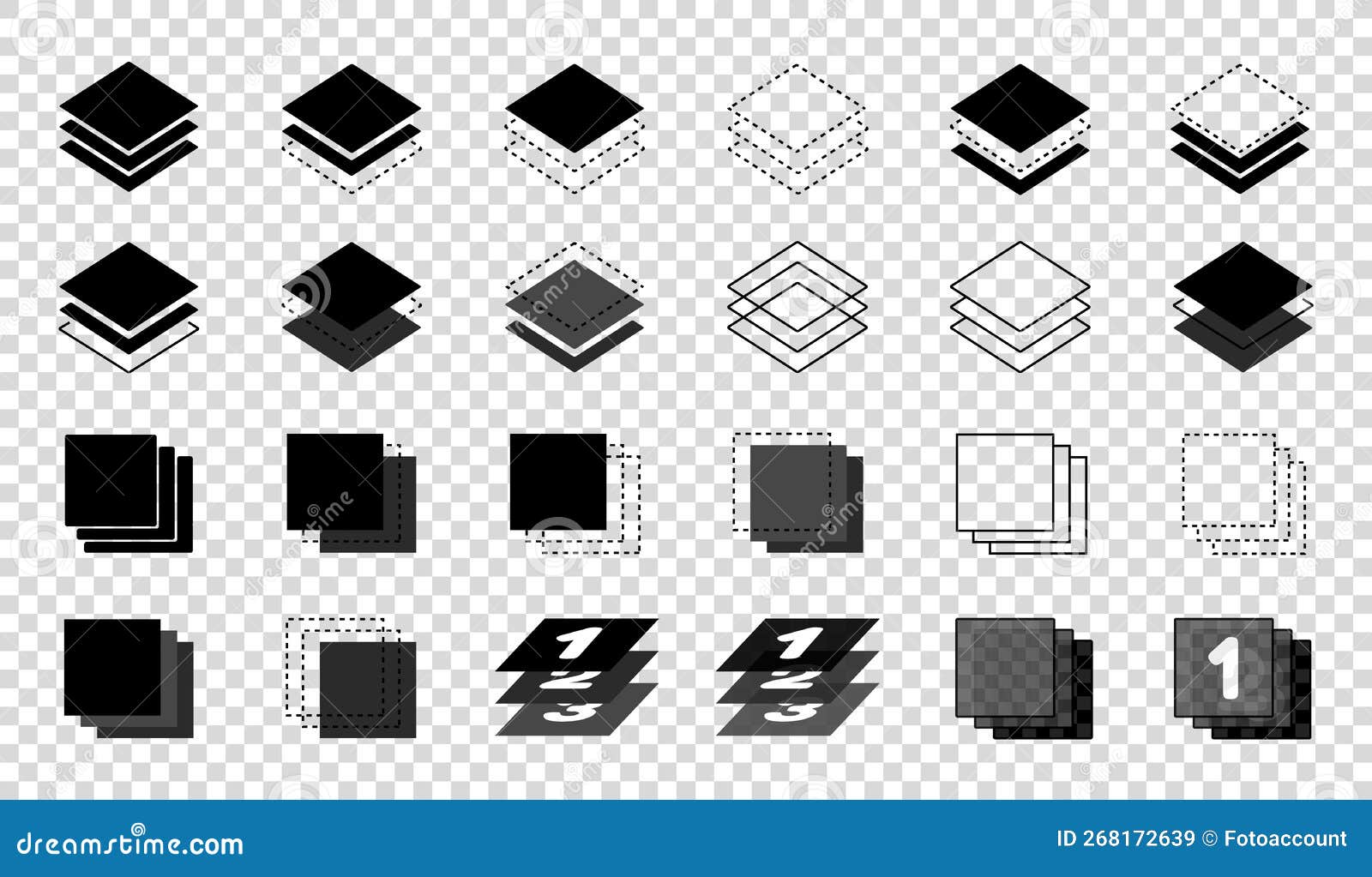 Layer Icons Set - Different Vector Illustrations Isolated on ...