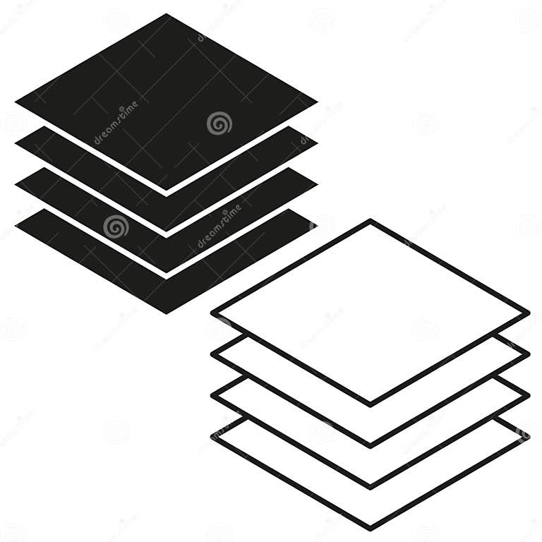 Layer Icons. Stack Symbol Set. Geometric Squares Stack. Vector ...