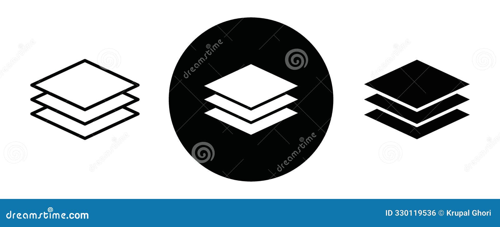 3 Layer Outline Icon Collection or Set. 3 Layers Thin Vector Line Art ...