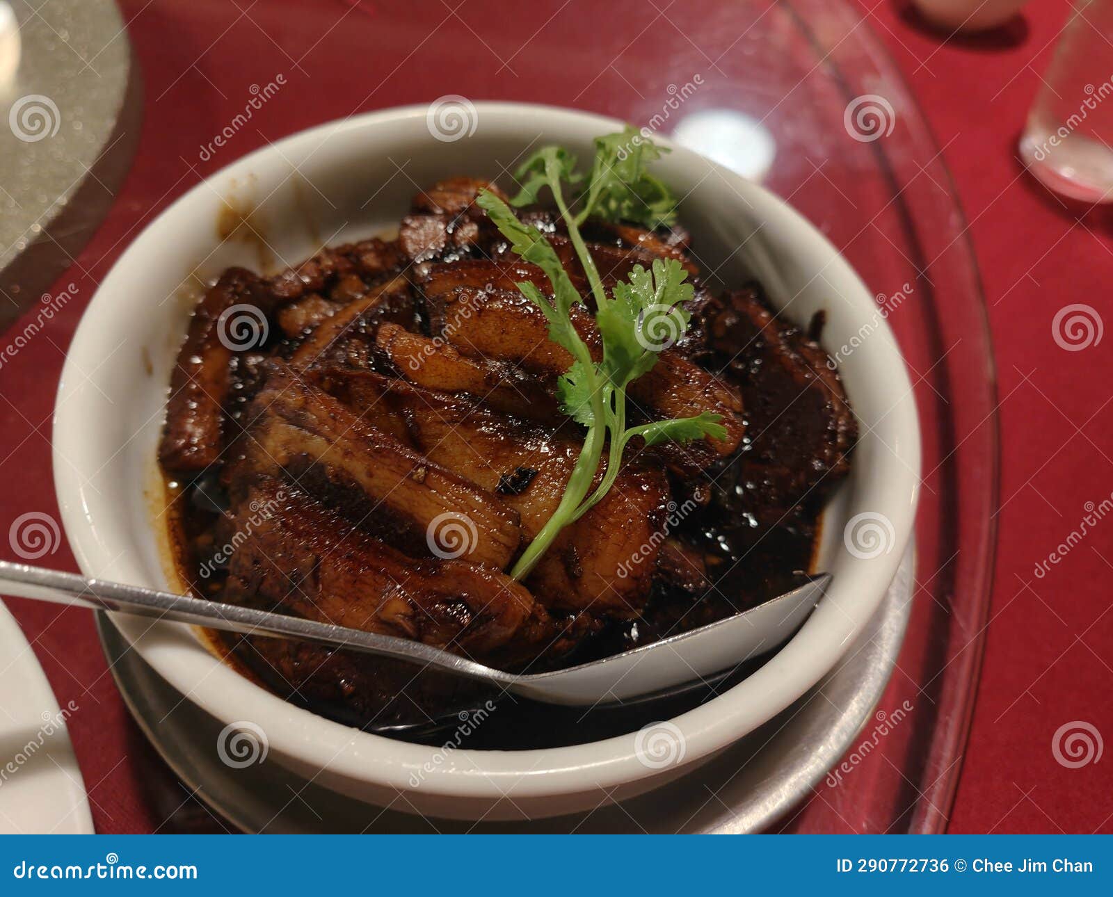 3 Layer Pork in Dark Sauce with Simple Garnish Stock Photo - Image of ...