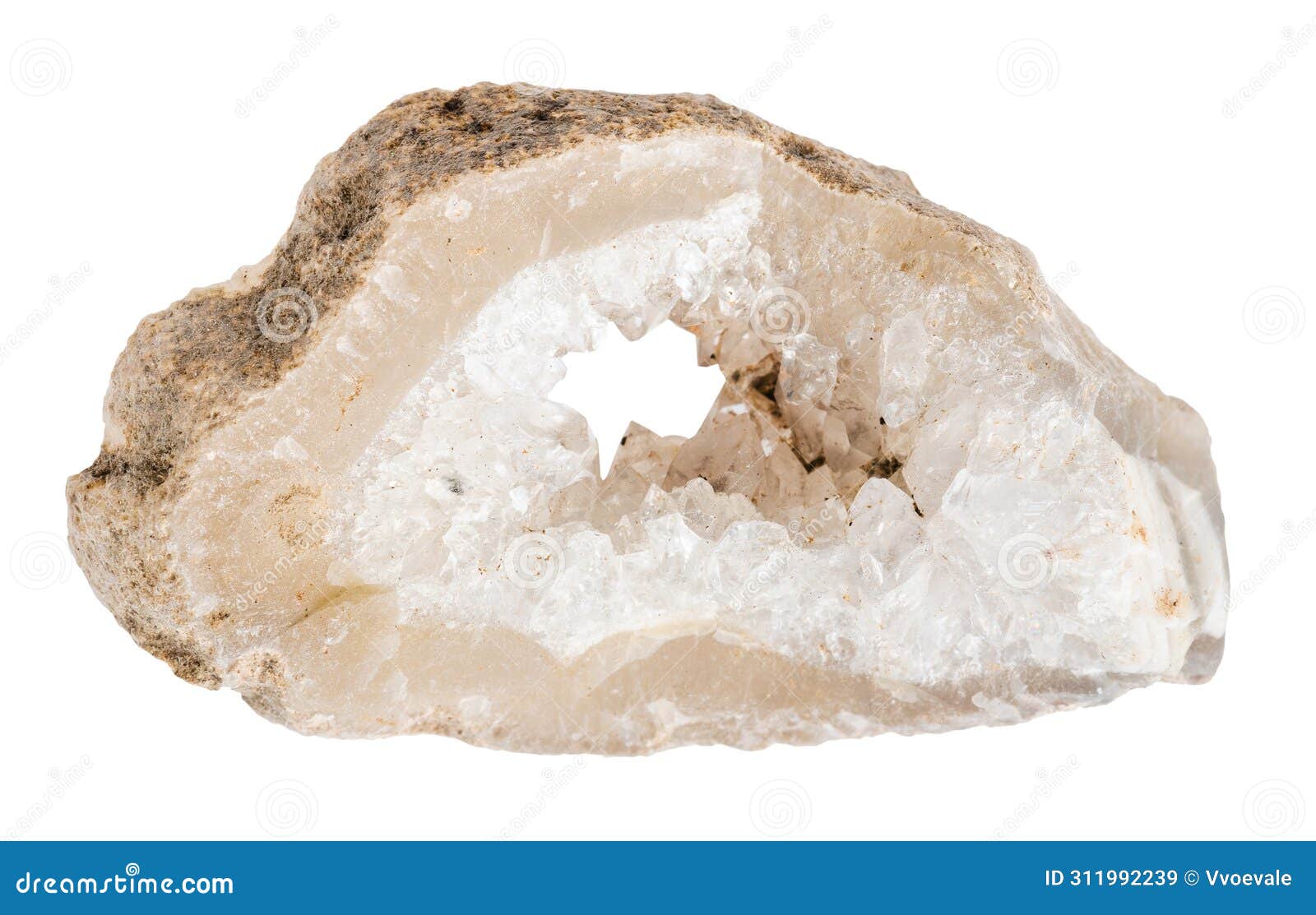 Layer of Quartz-filled Geode Isolated on White Stock Image - Image of ...