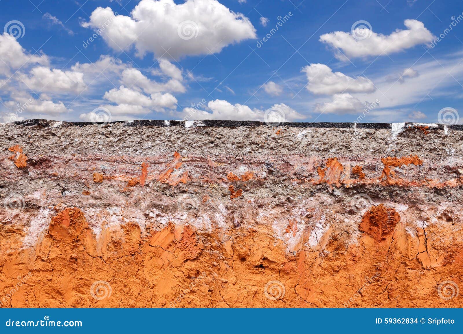 Layer of Soil Beneath the Asphalt Road with Blue Sky Stock Photo ...