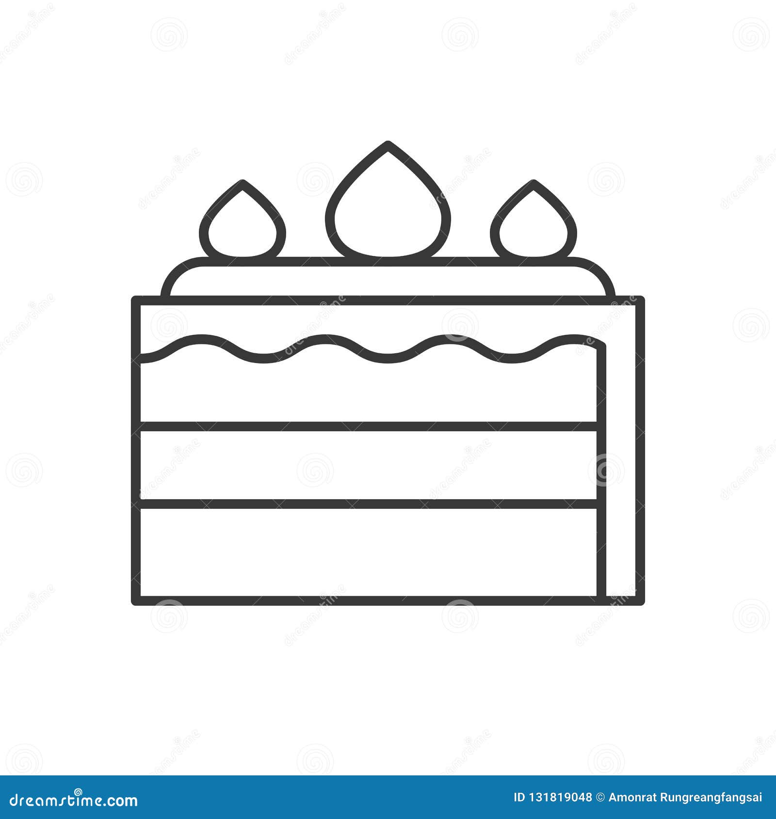 Layer Strawberry Cake Simple Outline Vector Icon Stock Vector ...