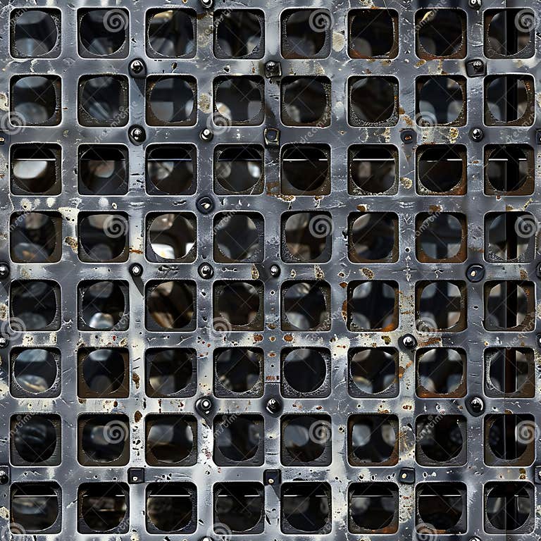 Layered Aged Metal Grating Texture, Repeating Pattern Stock ...