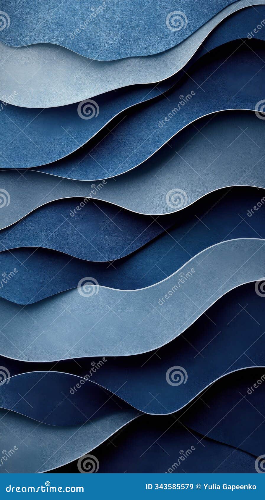 Layered Blue Waves Create a Dynamic Ocean Effect in an Artistic Display ...