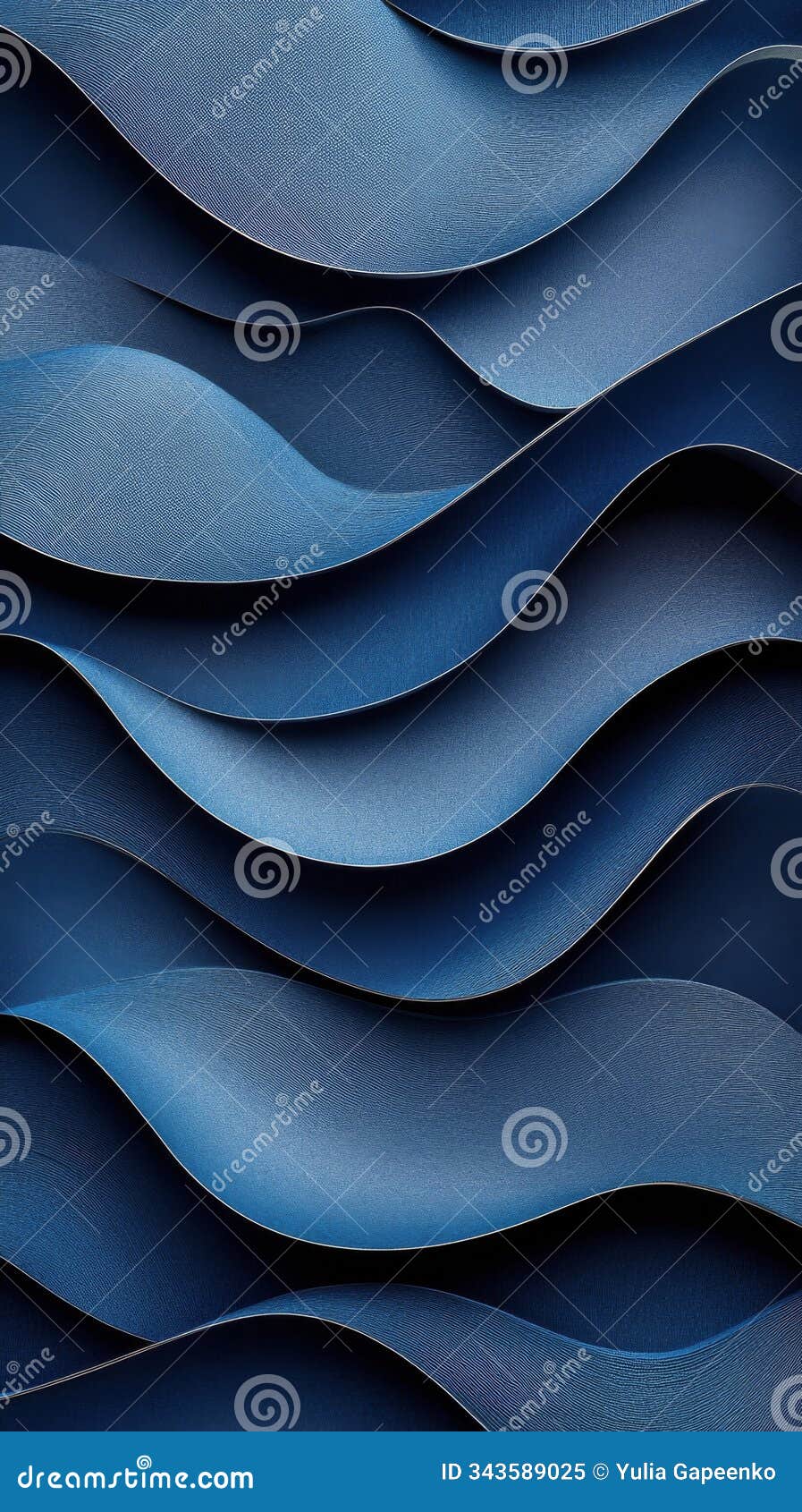 Layered Blue Waves Create a Dynamic Ocean Effect in an Artistic Display ...