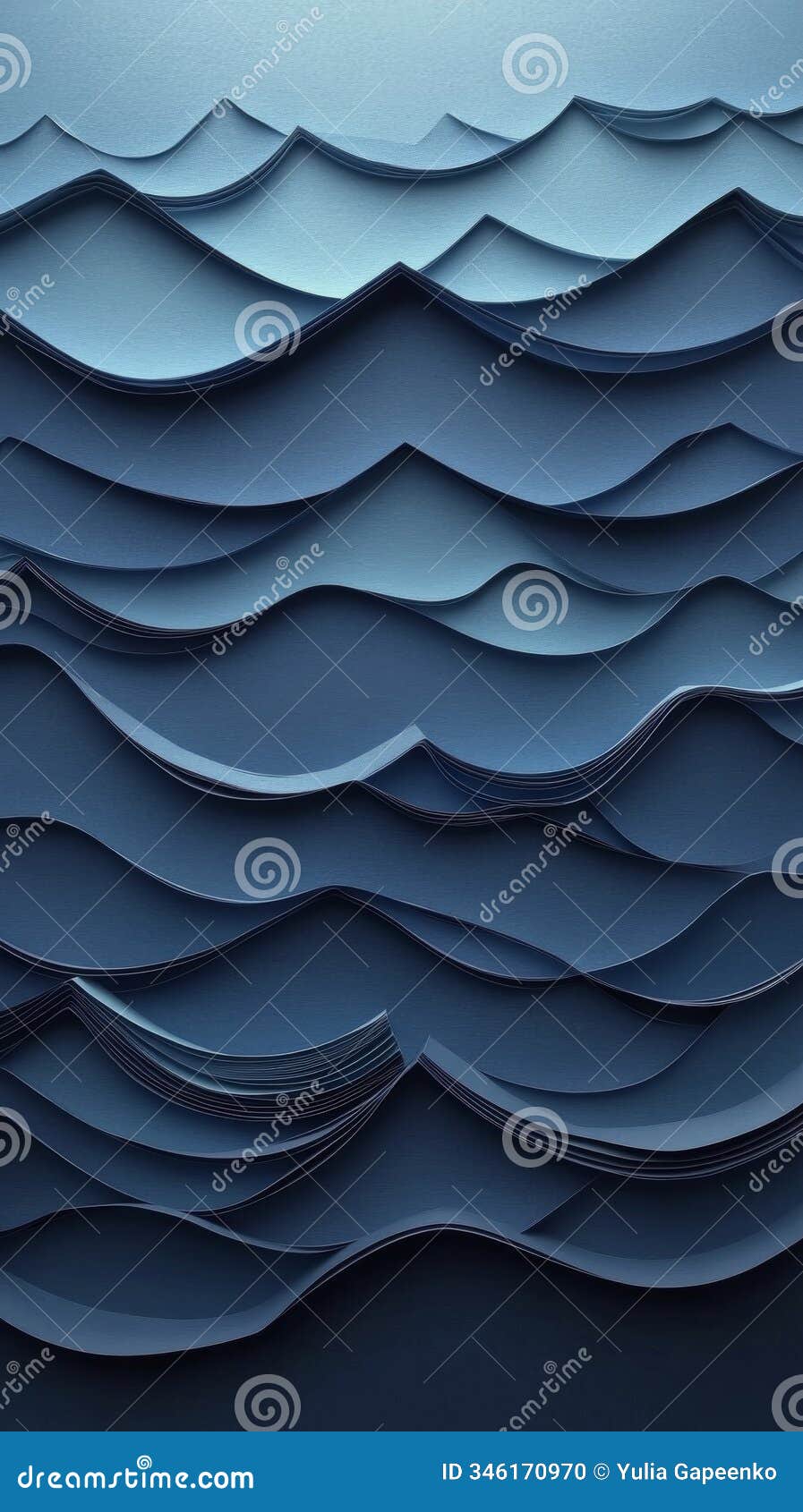 Layered Blue Waves Create a Dynamic Ocean Effect in an Artistic Display ...