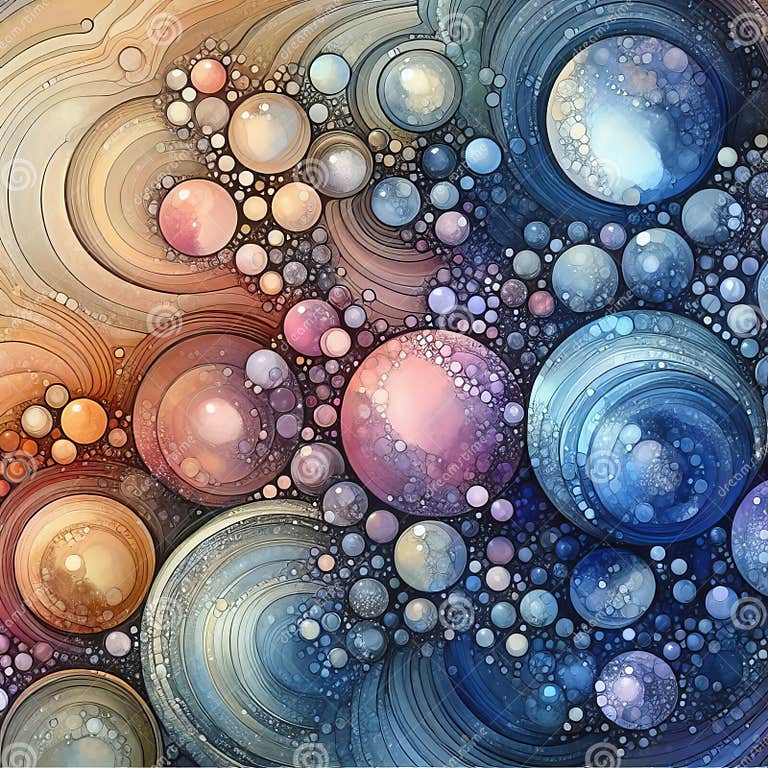 Layered Bubbles Multiple Layers of Translucent Watercolor Bubble Stock ...