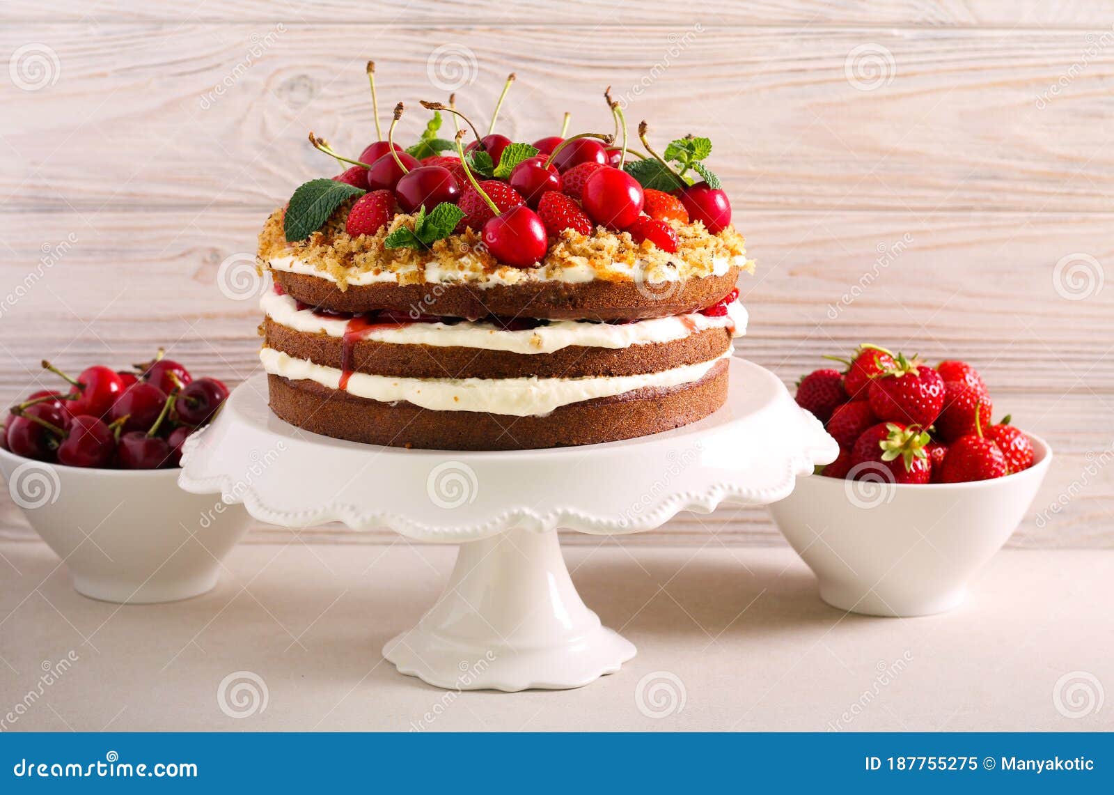 Layered Cake with Berries on Top Stock Image - Image of bake, cake ...