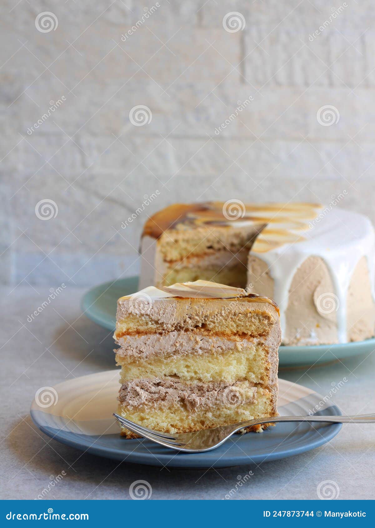 Layered caramel torte cake stock photo. Image of layered - 247873744