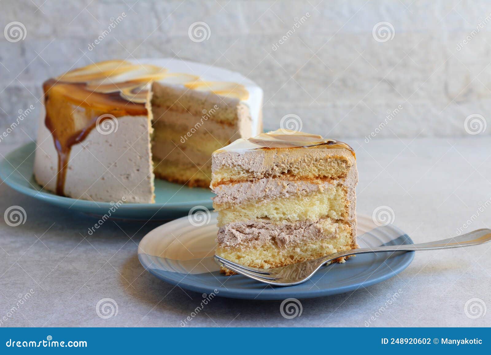 Layered Caramel Torte Cake, Sliced Stock Photo - Image of torte ...