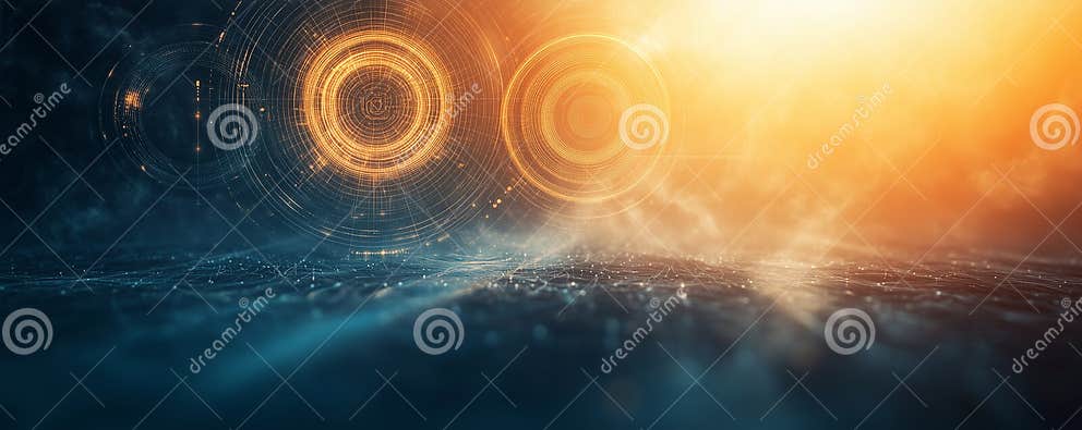 Layered Circular Graph Patterns Illuminated by Soft Light Creating an Abstract Visual Effect in ...