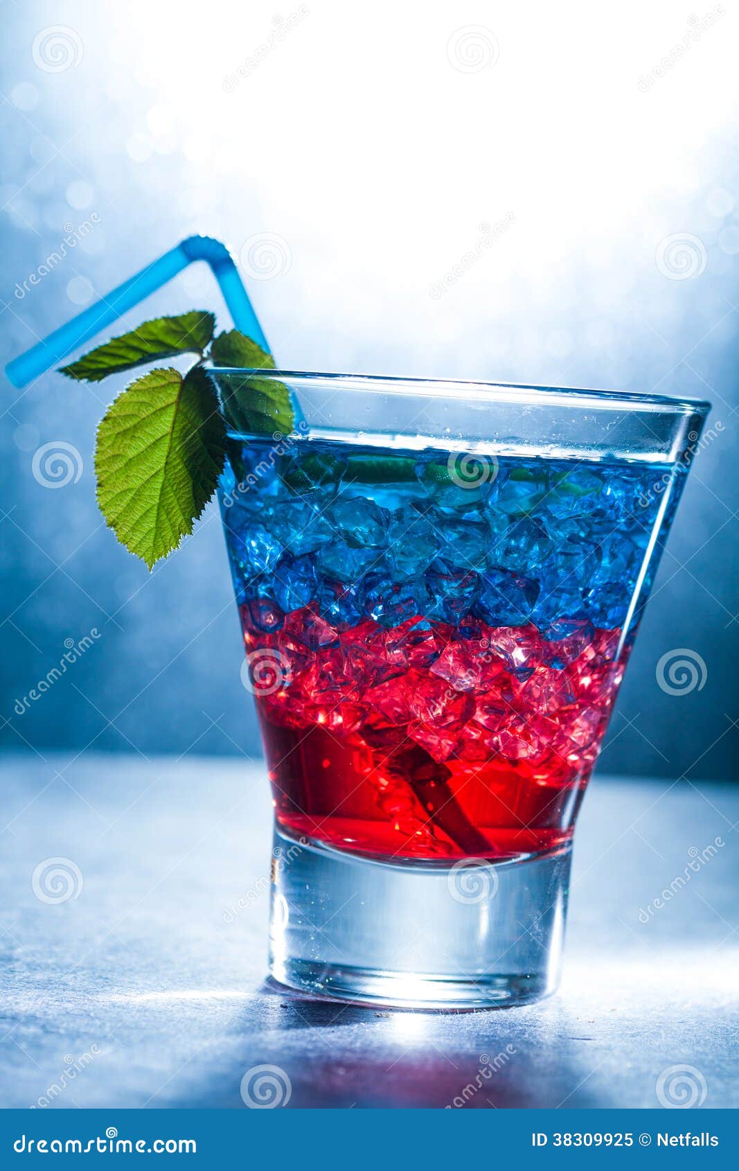 Layered Cocktail with Blue and Red Stock Image - Image of drink, black ...