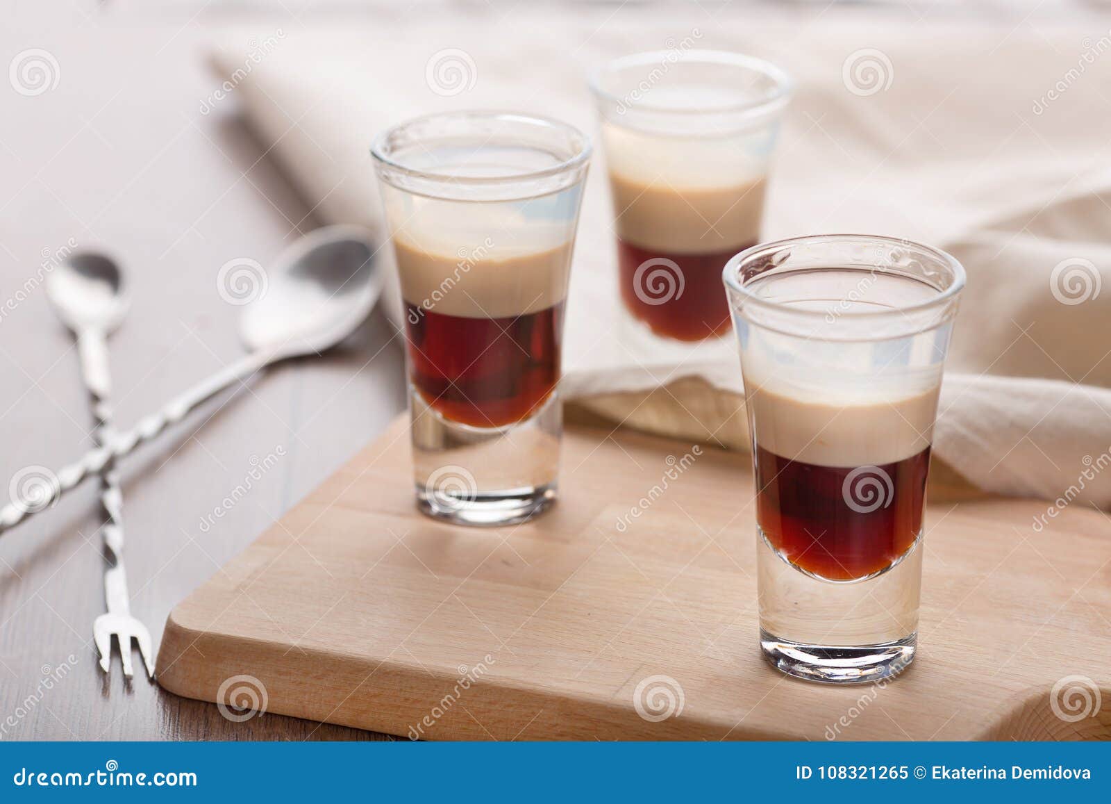 Layered Cocktail of Coffee Liqueur Stock Image - Image of cream ...
