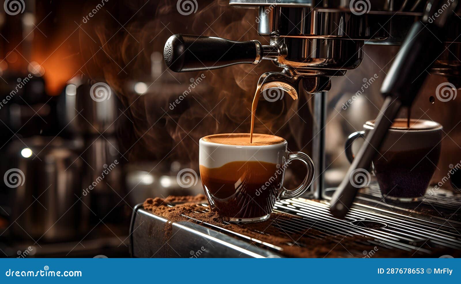 Layered Coffee Made with Professional Coffee Making Machine Stock ...