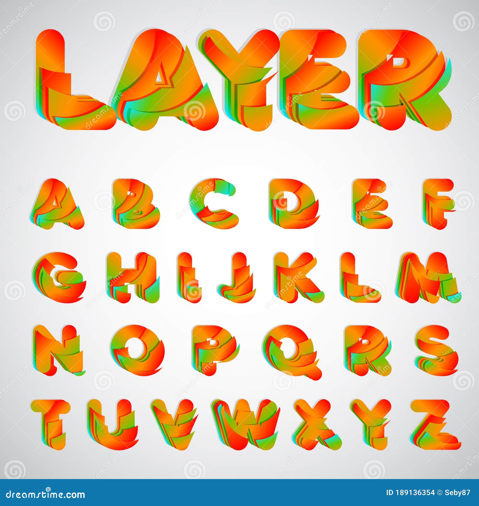 Layered Colorful Font, Vector Illustration Stock Vector - Illustration ...