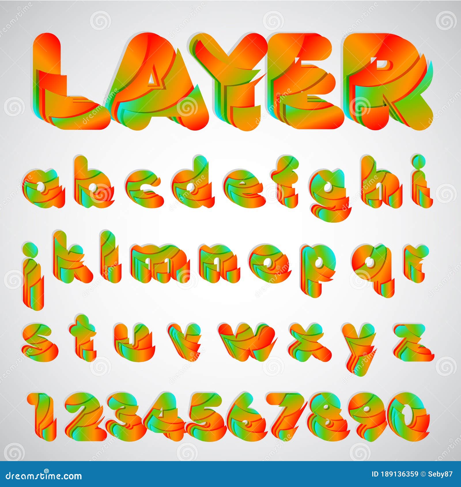 Layered Colorful Font, Vector Illustration Stock Vector - Illustration ...