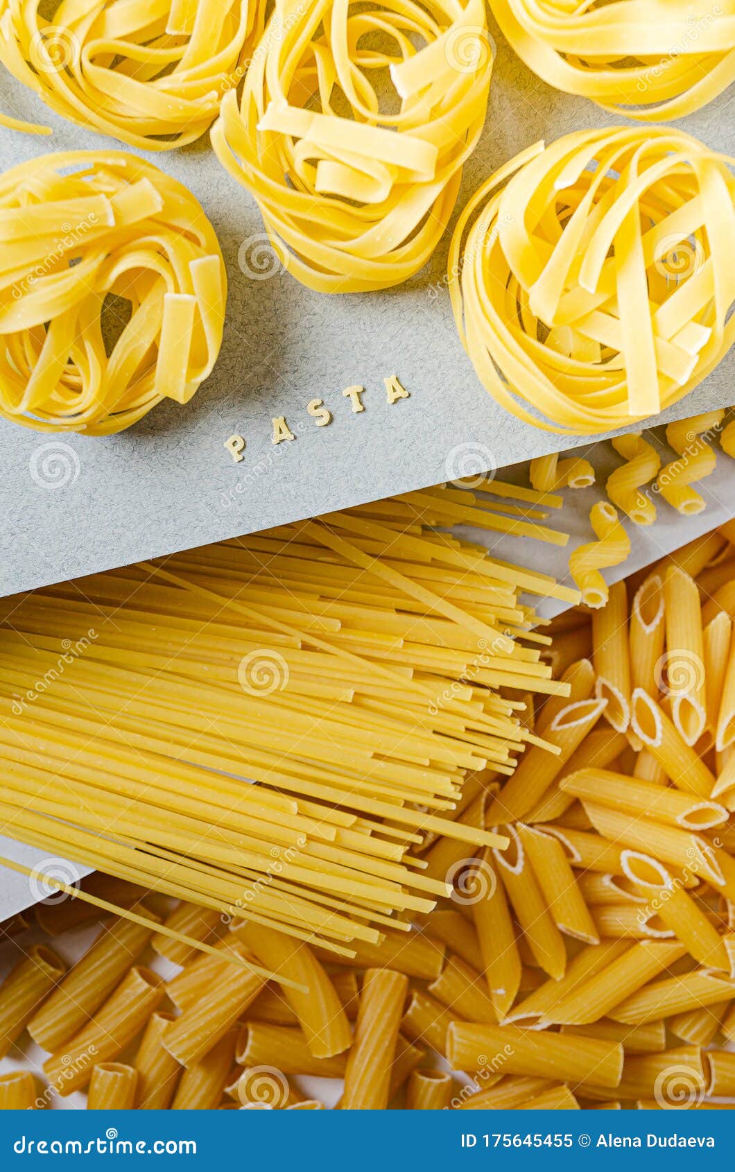 Layered Composition with Different Types of Pasta Stock Image - Image ...