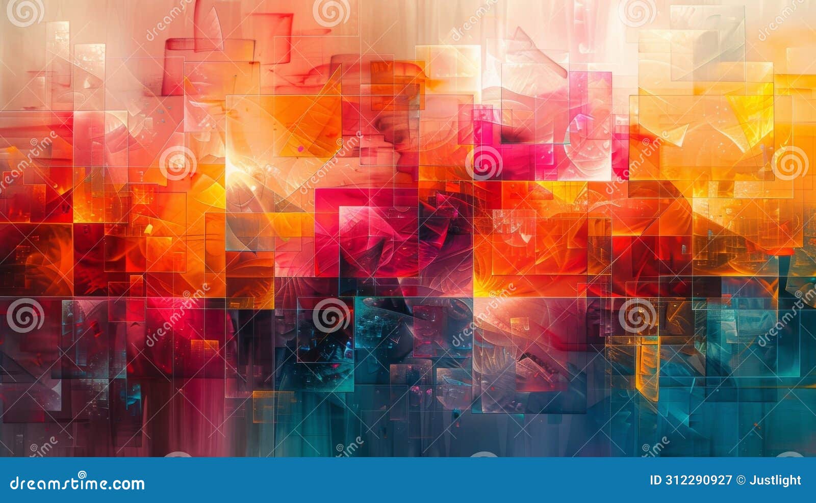 A Layered Composition of Translucent Shapes and Patterns Portrays the ...