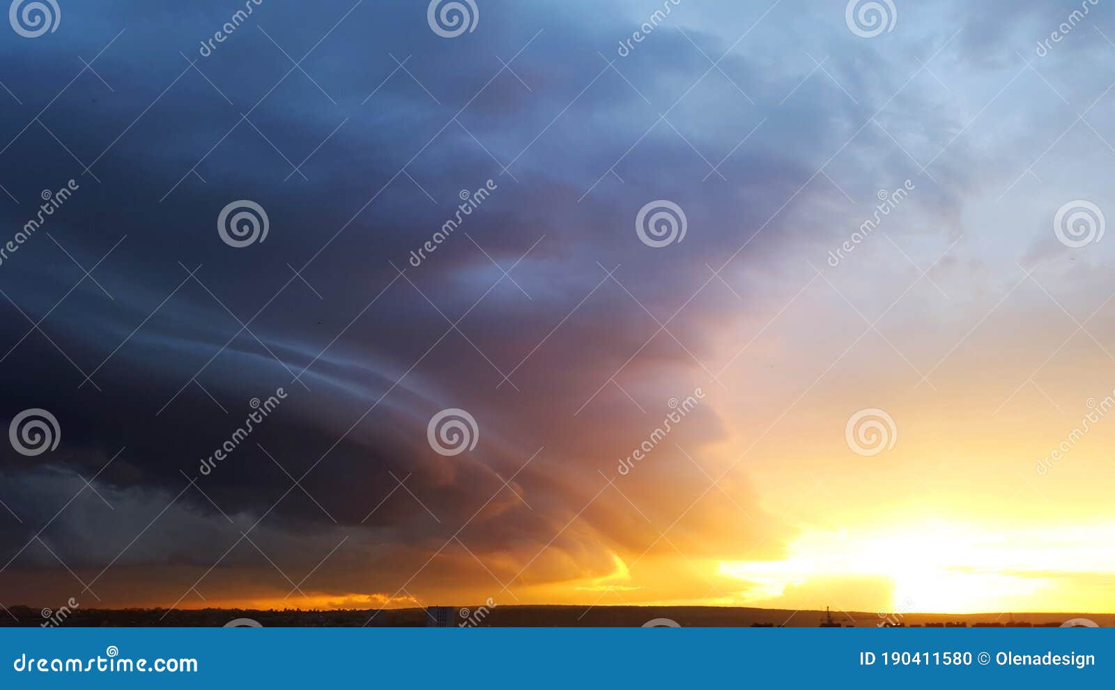 Layered Dark Blue Gloomy Cloud and Bright Sunset Stock Photo - Image of ...