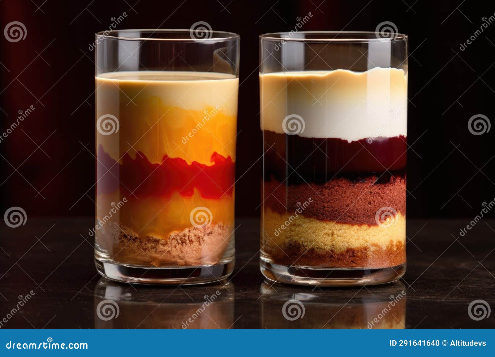 Layered Dessert in a Glass Vs Flat Dessert on a Plate Stock Photo ...