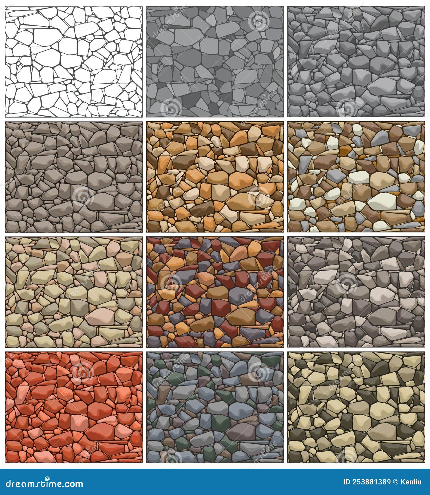 Vector Illustration of Different Stone Wall Patterns Stock Vector ...
