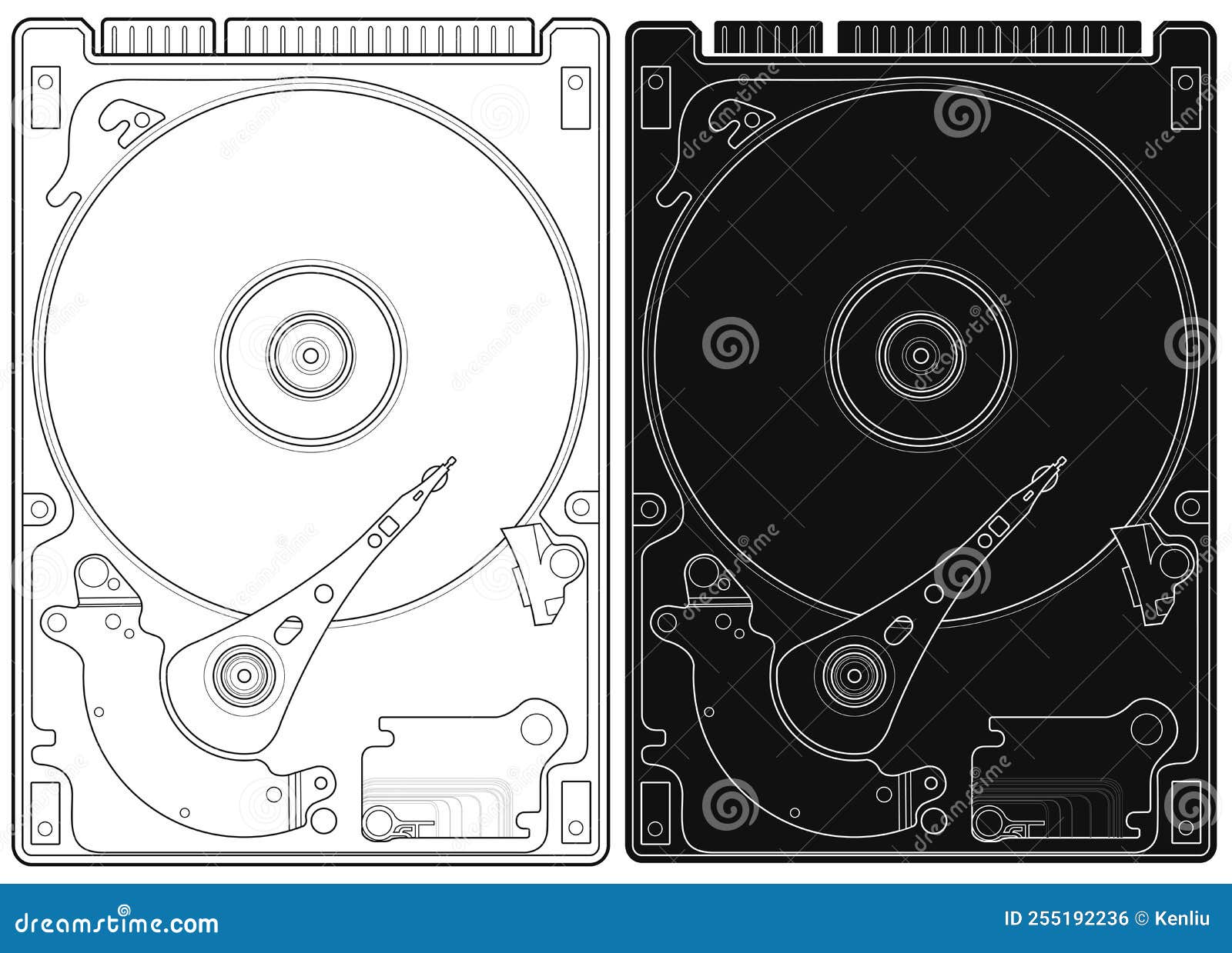Vector Illustration Internal Outline of Computer Hard Disk Stock Vector ...