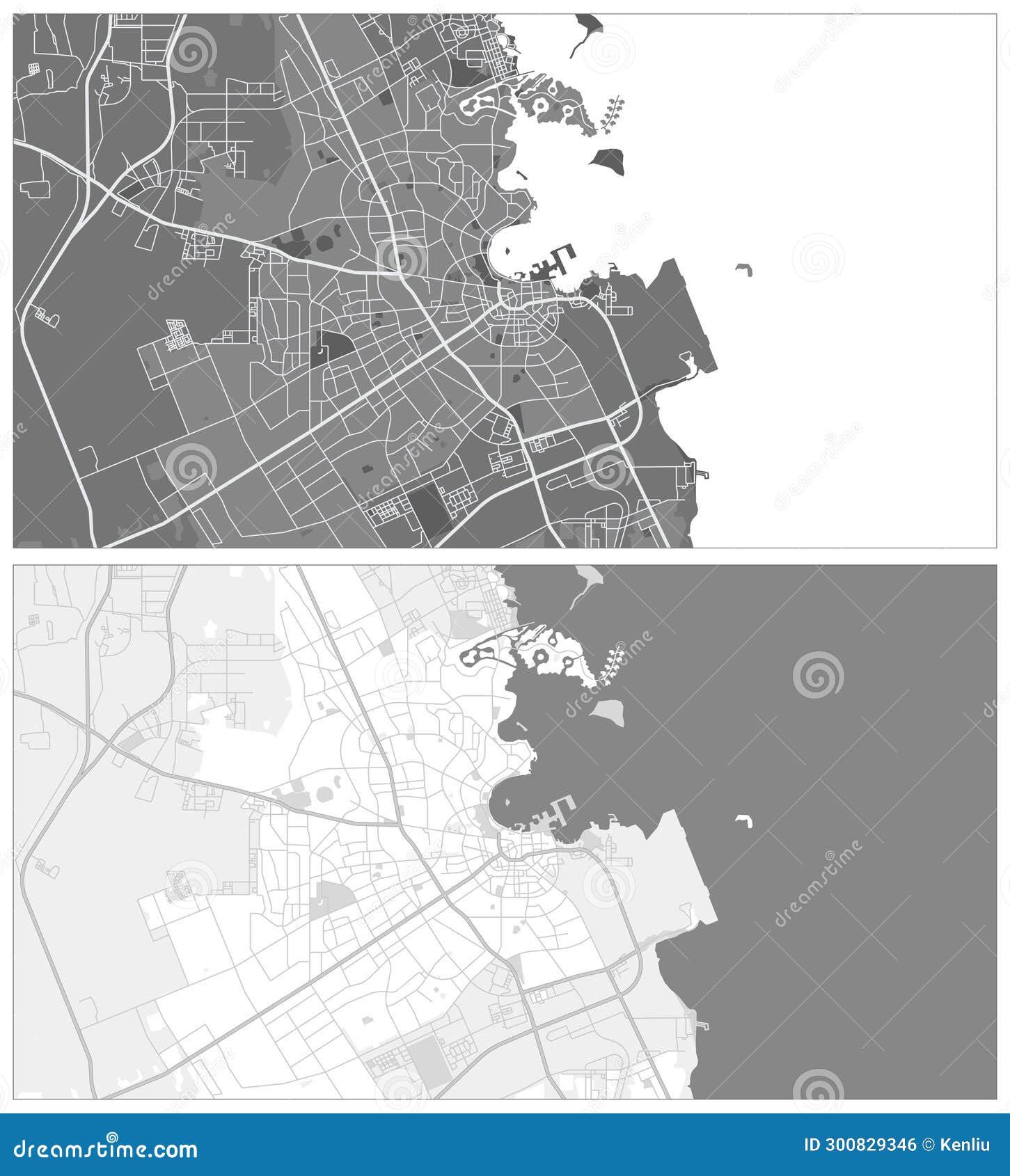 Map of Doha,Qatar stock vector. Illustration of road - 300829346