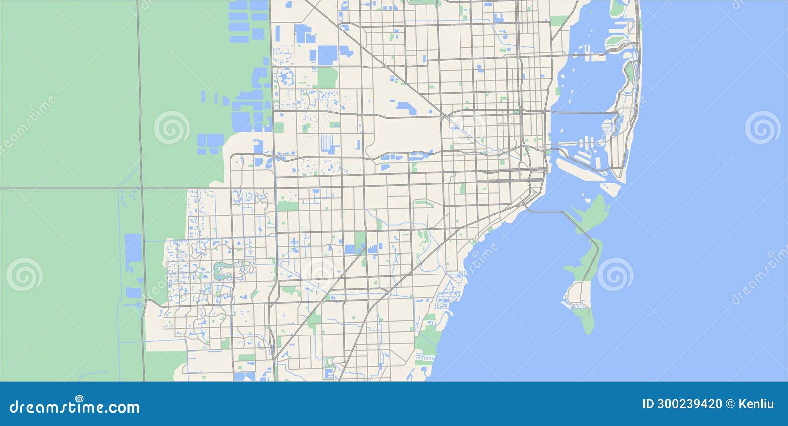 Map of Miami,USA stock illustration. Illustration of city - 300239420