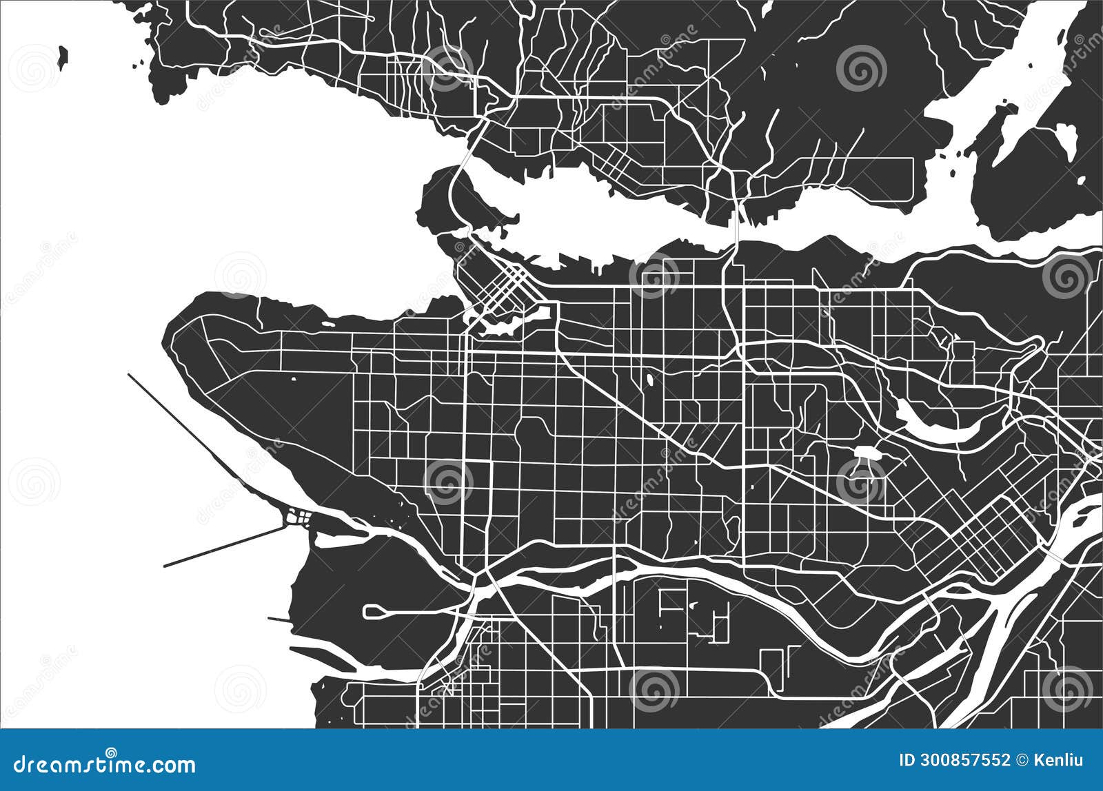 Map of Vancouver,Canada stock illustration. Illustration of cityscape ...