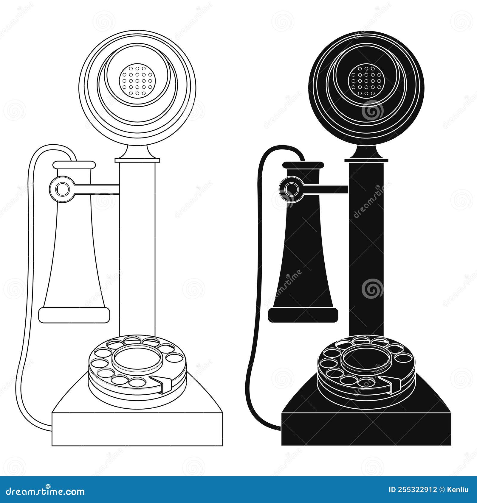 Vector Illustration Outline of Old Telephone Stock Illustration ...